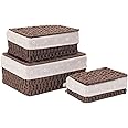 Amazon.com: GIB Wicker Woven Storage Baskets with Lids Set of 3 Size ...