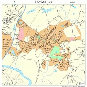 Amazon.com: Large Street & Road Map of Fort Mill, South Carolina SC ...