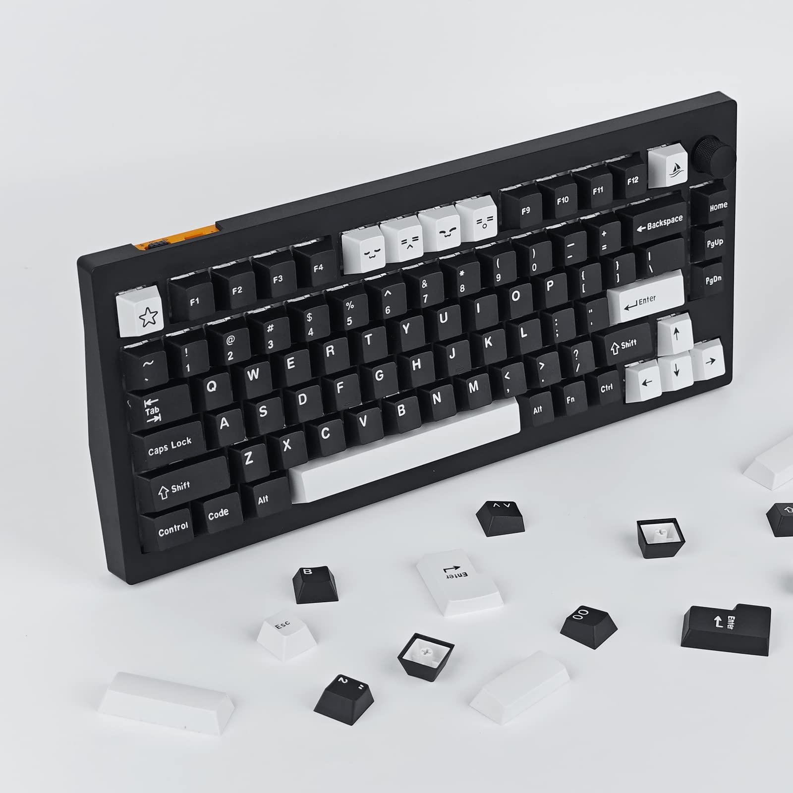 Mua 173 Keys White on Black Keycaps Set, PBT Cherry Profile Keycaps ...