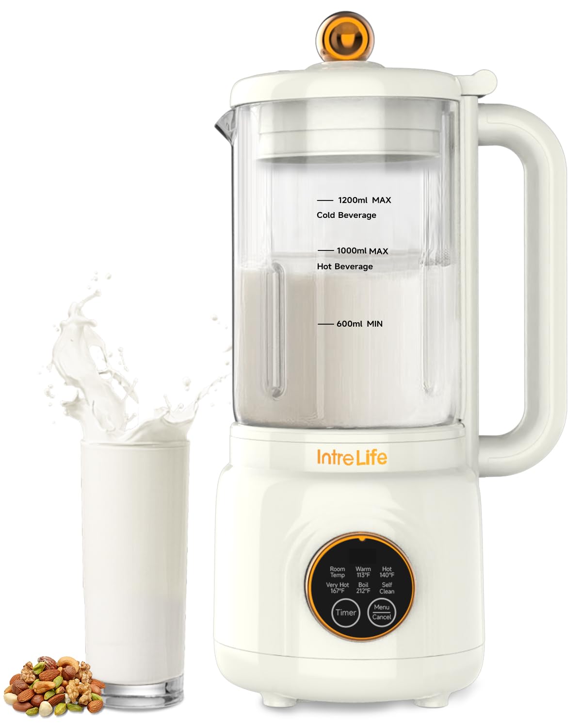 IntreLife 40 oz Nut Milk Maker Machine with 18700 RPM High Speed, No ...