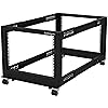 StarTech.com 4-Post 8U Mobile Open Frame Server Rack, 19in Network Rack with Wheels, Small ...