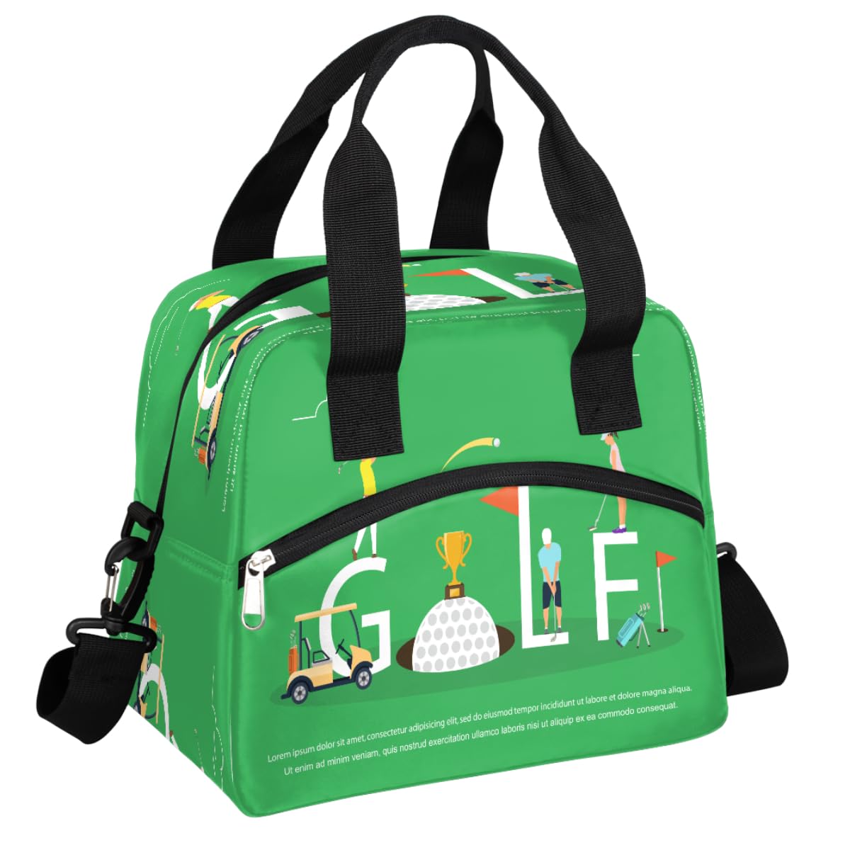 OSAM SPACE Insulated Lunch Bag, Golf Sport Ball Print Reusable Large ...
