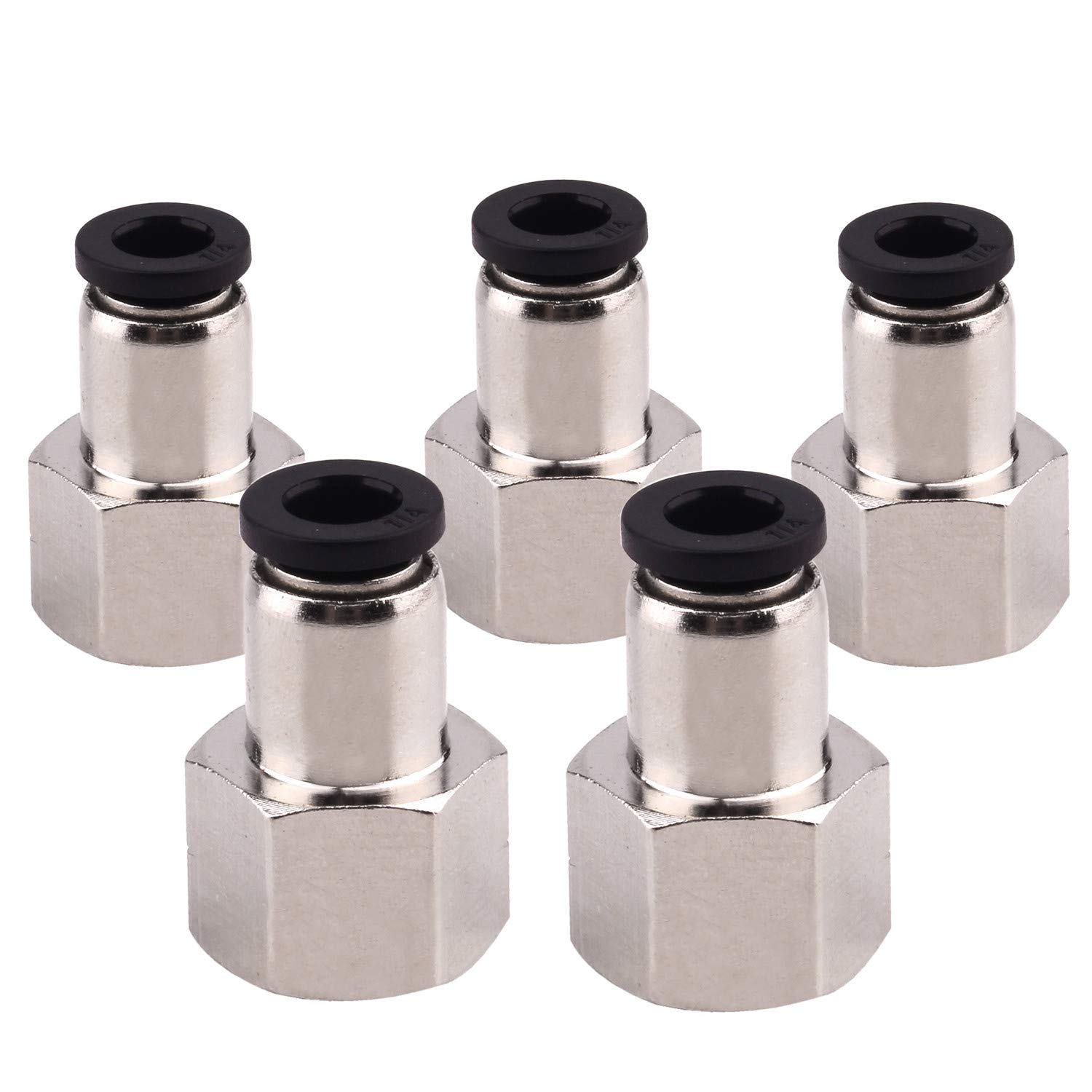 Push to Connect Tube Fitting, Adapter, 1/4" Tube OD x 1/4" NPT Female ...
