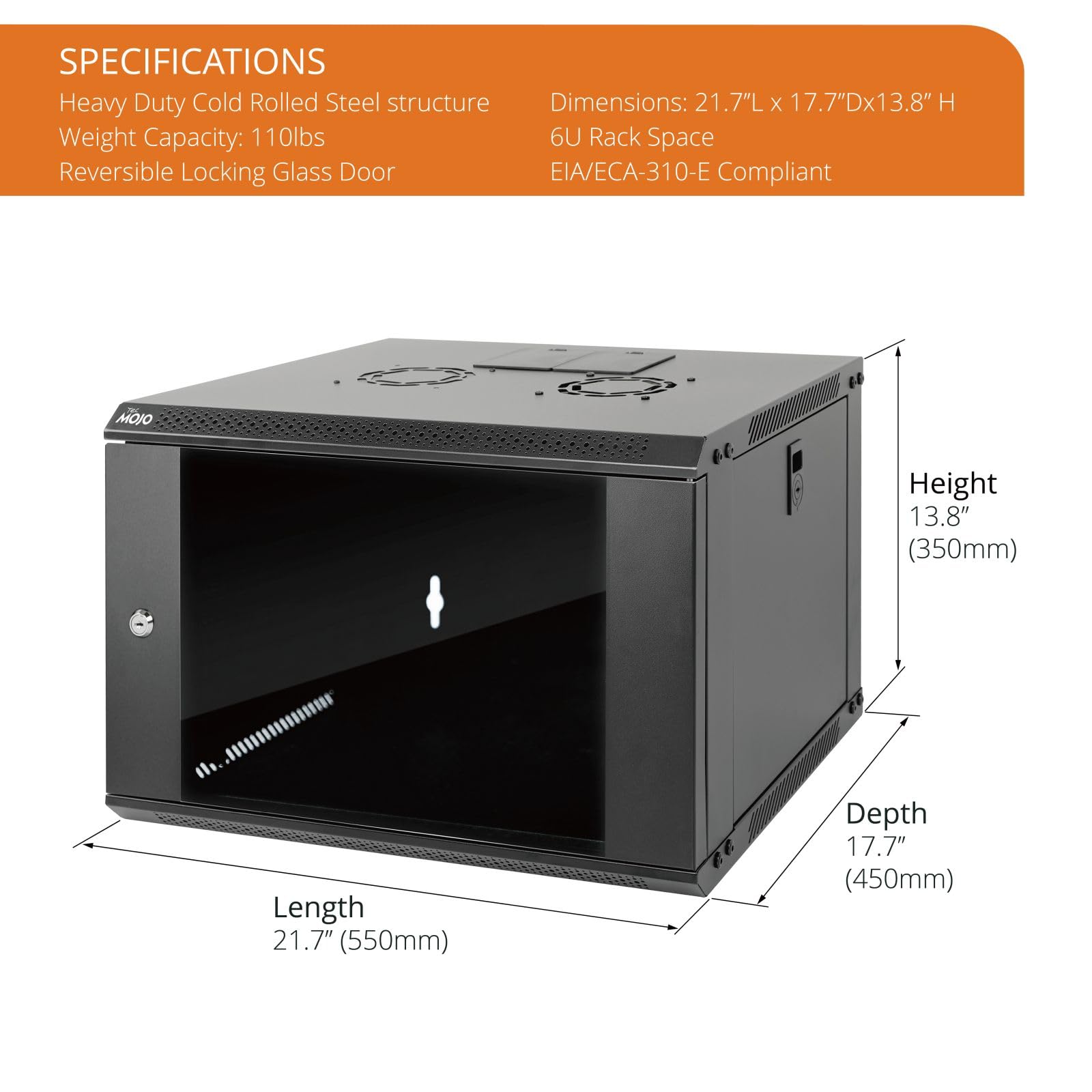 Mua 6U Wall Mount Server Cabinet IT Network Rack Enclosure Lockable ...
