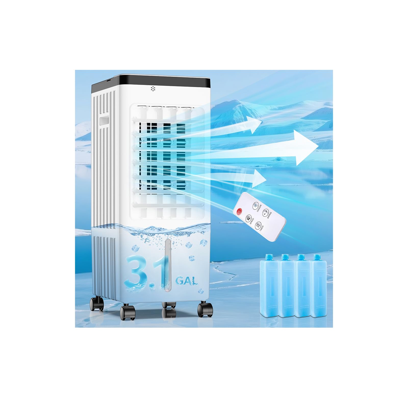 Evaporative Air Cooler, 3-IN-1 Swamp Cooler Air Conditioner w/ 7H Timer ...