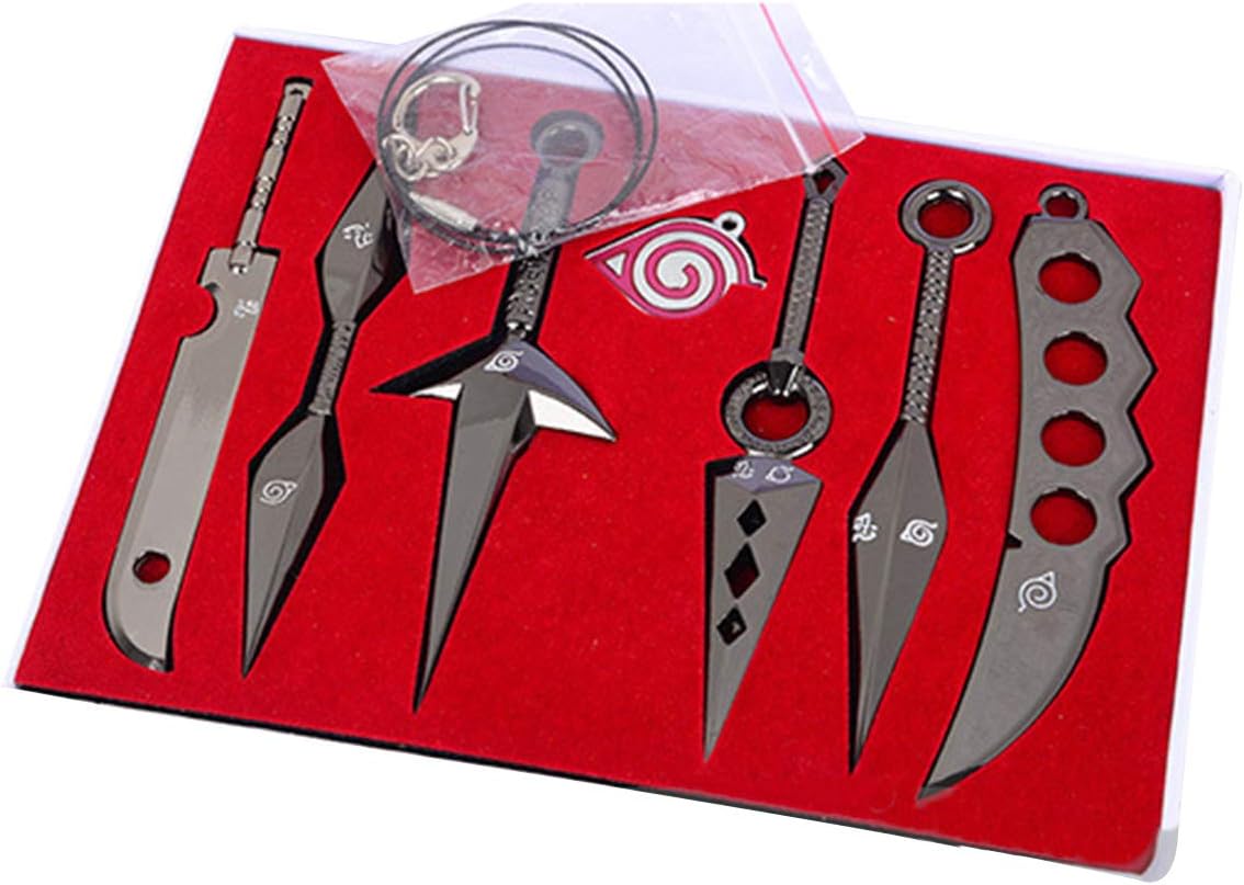 Naruto Ninja Weapon Metal Kunai Prop Konoha Leaf Village Shinobi 7 Pcs ...