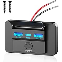 Amazon.com: 72W 3 Ports 12V USB Outlet 2PCS - 18W Dual QC3.0 USB Port ...