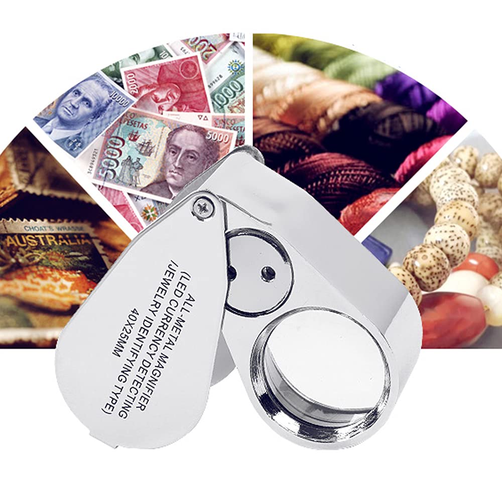 Mua 2 Pack 40X Metal Illuminated Jewelry Loop Magnifier, Magnifying ...