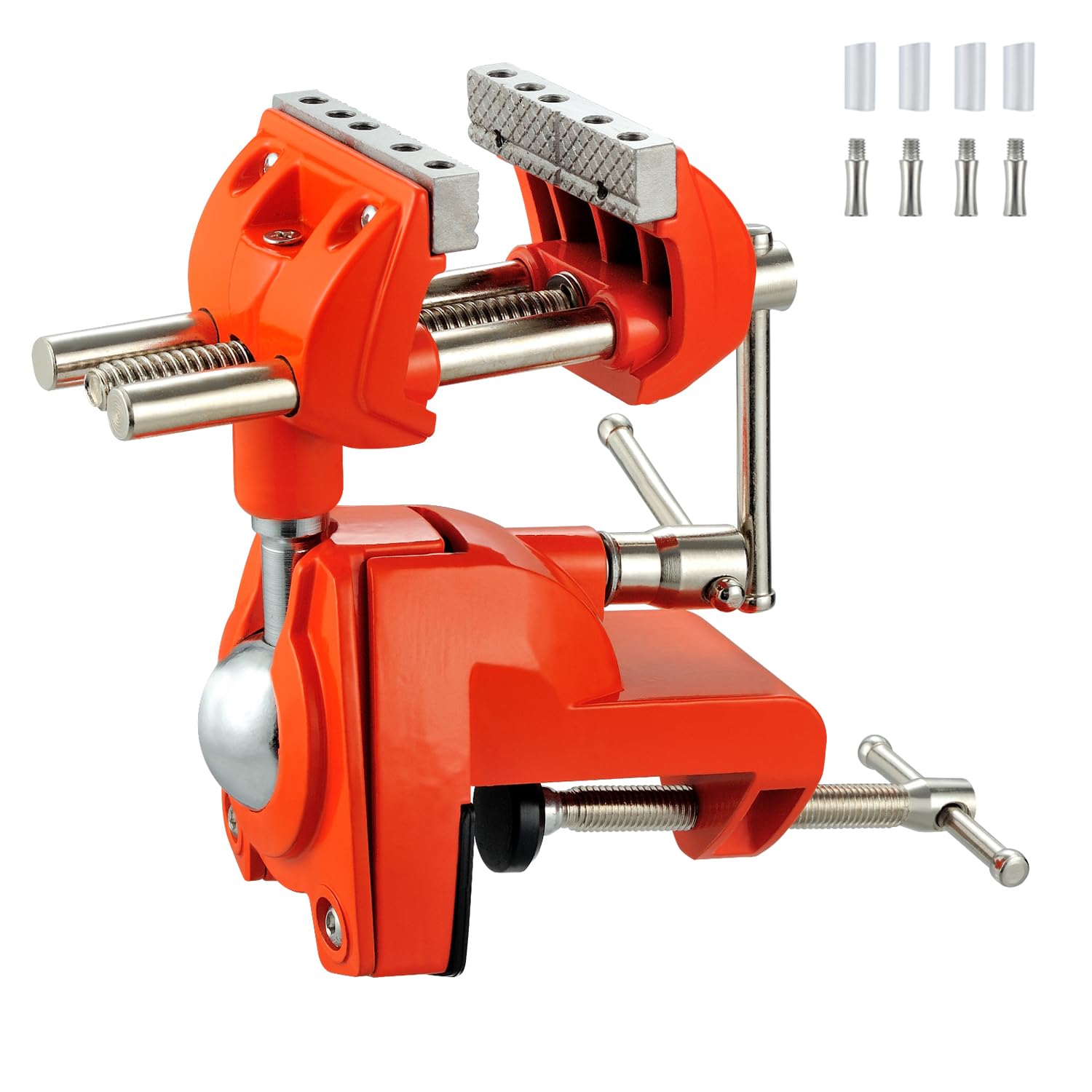 MAXMAN Clamp Bench Vise with Post Universal, Woodworking Vise, 360° Heavy Duty Cast Steel, Table ...