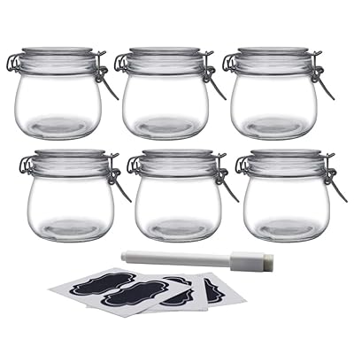 Buy YEBODA 16oz Food Storage Canister Glass Jars with Clamp Airtight ...