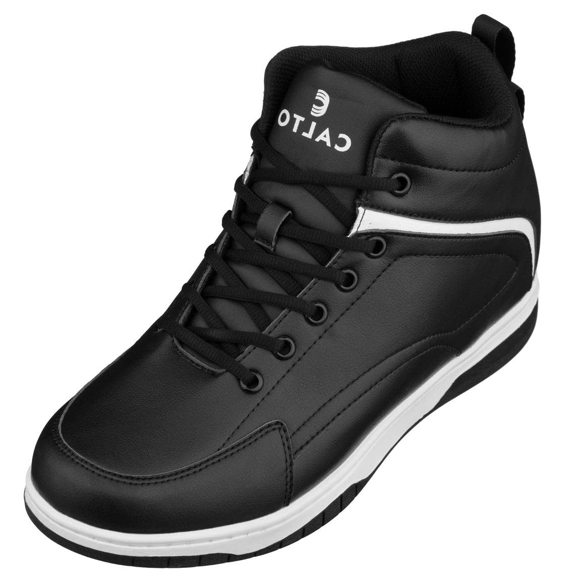 CALTO Men's Invisible Height Increasing Elevator Trainer Shoes - Black ...