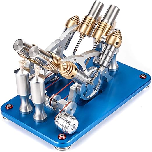 GODNECE Stirling Modellmotor, Motor Bausatz Metall bootfähig V4 4 ...