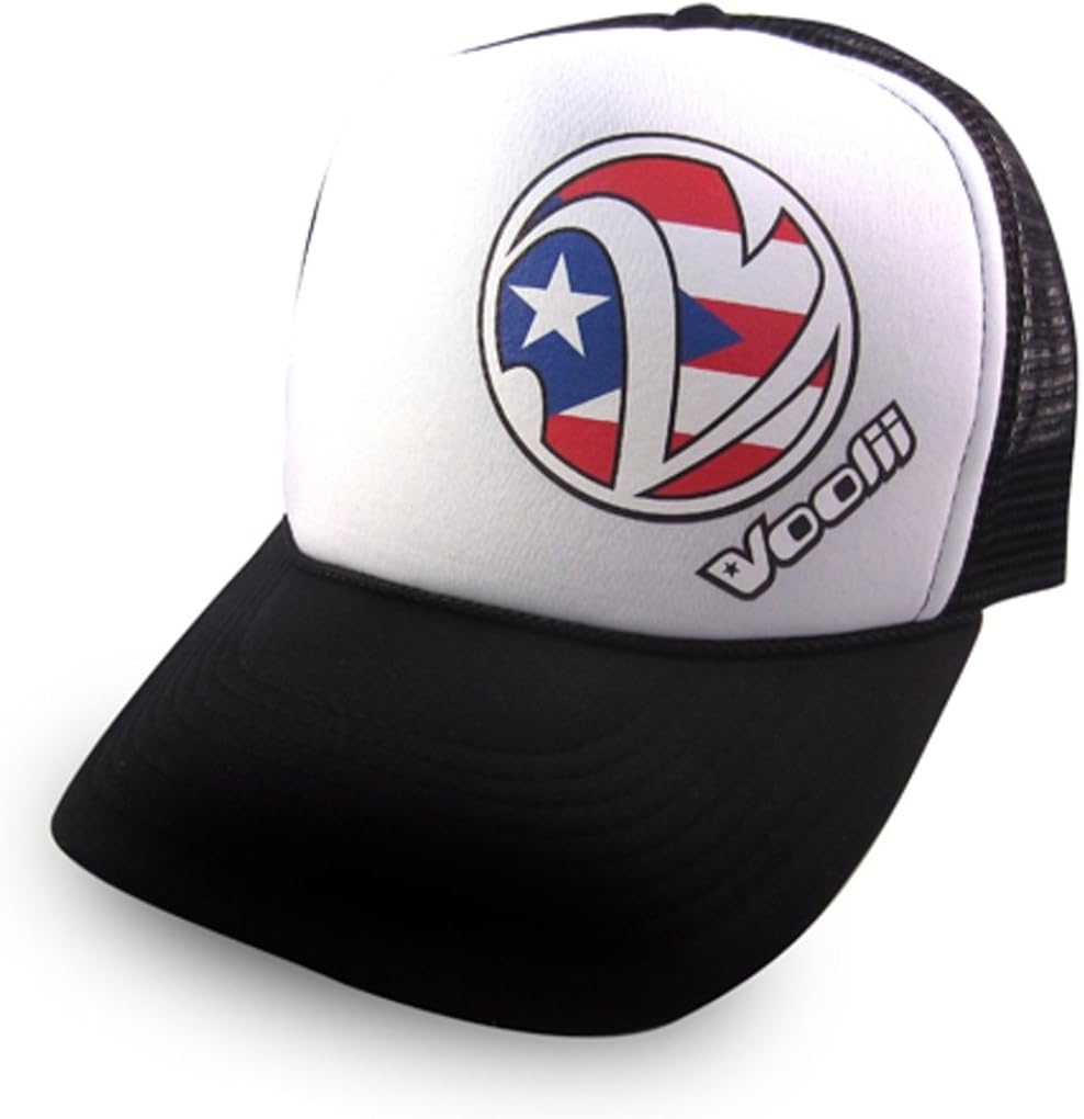 Voolii Men's Puerto Rico Flag Logo Trucker Mesh Hat One Size Black at ...