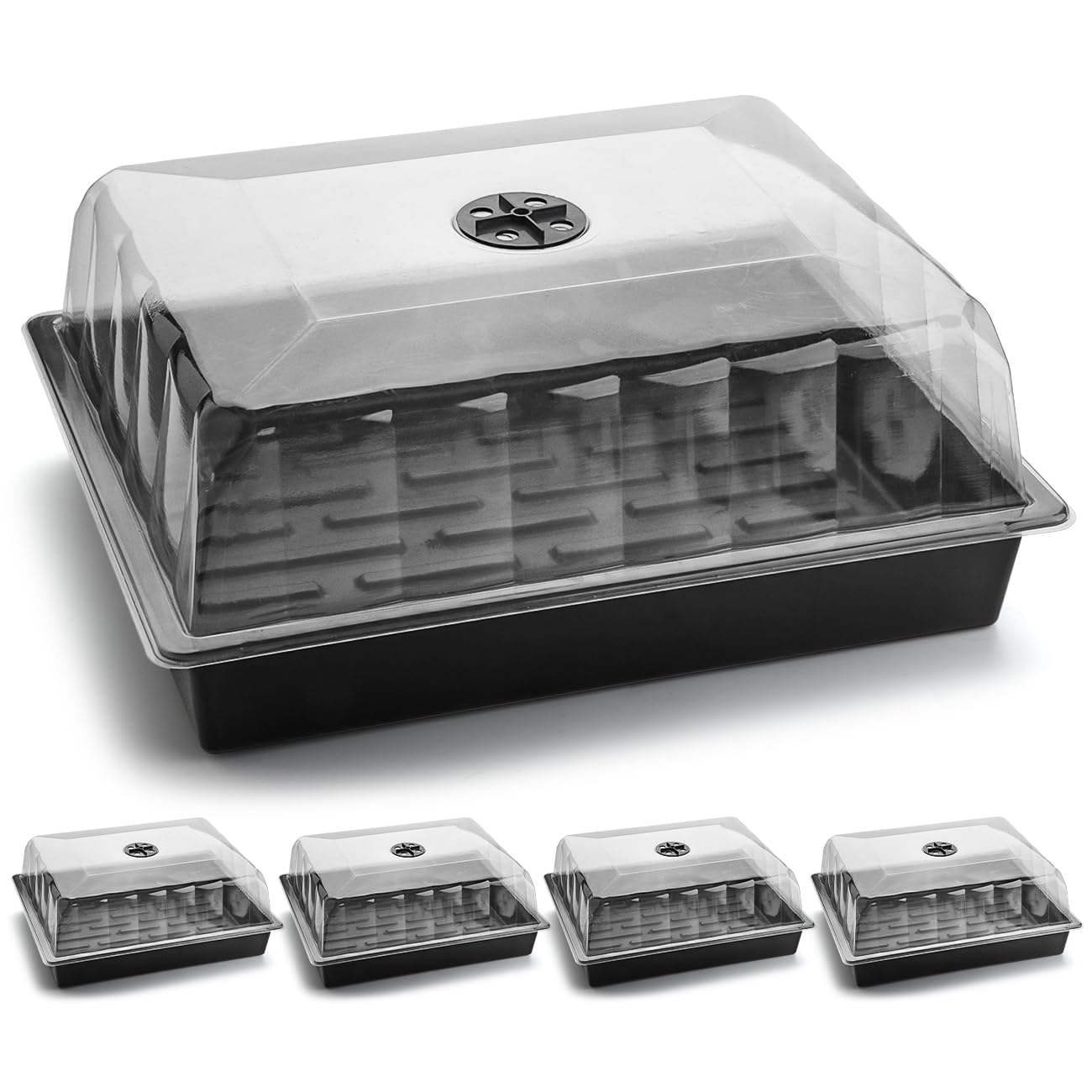 RooTrimmer Leak-Proof Seed Starter Trays with 4" Humidity Dome & Drip ...