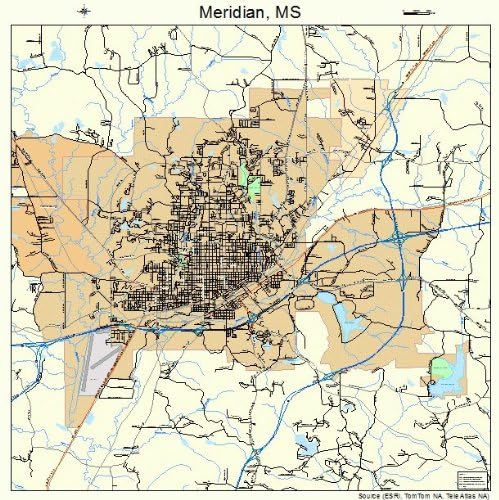 Amazon.com: Large Street & Road Map of Meridian, Mississippi MS ...