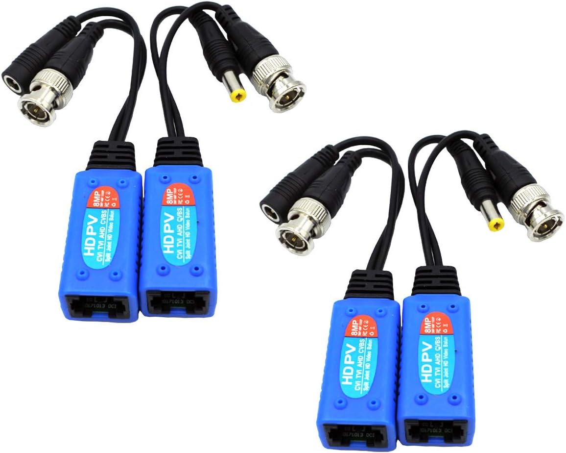 Amazon.com : 2 Pairs Passive Video Balun BNC to RJ45 Adapter Transceiver Transmitter BNC Male ...