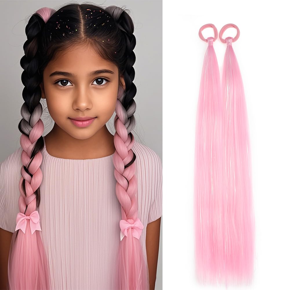 Pink Ponytail Extensions for Girls Women, Tinsel Hair Extensions With ...