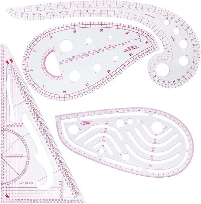 Clothing Fashion Ruler, 4 Pieces French Metric Ruler Plastic Curve ...