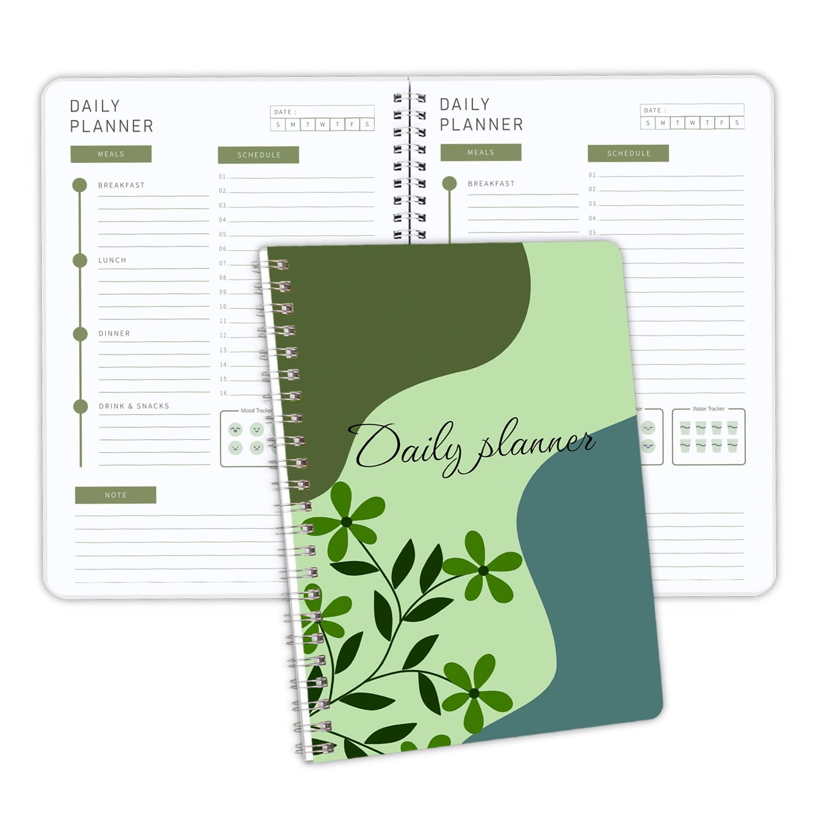 Undated Daily planner, With Meals Planner and Schedule planner & note,5 ...