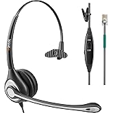 Amazon.com: Voistek Corded Binaural Call Center Telephone RJ Headset ...