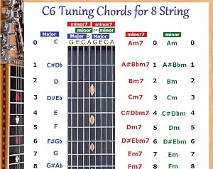 Amazon.com: C6 TUNING 8 STRING LAP STEEL DOBRO GUITAR CHORDS CHART ...