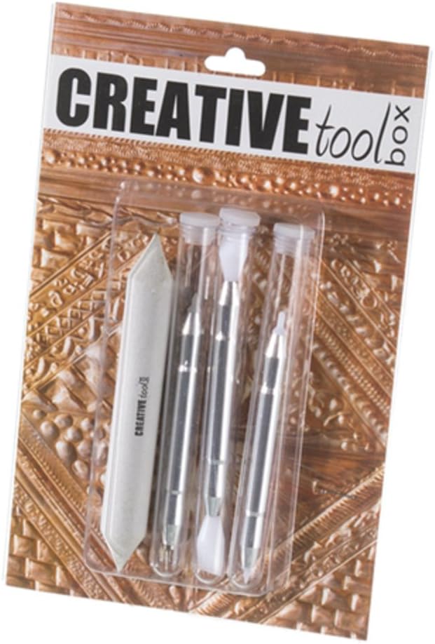 Efco 1830291 Embossing Tool Starter kit 4 Parts, Metal, Silver, 25 x 10 ...