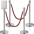 Amazon.com: Ferraycle 4 pcs Stainless Steel Crowd Control Stanchion ...