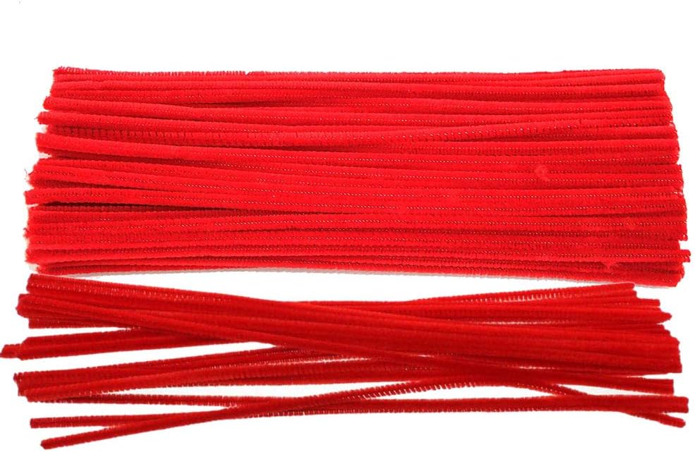 Ladybirds Co. RED Chenille Pipe Cleaners 6mm x 300mm Long (100 pack ...