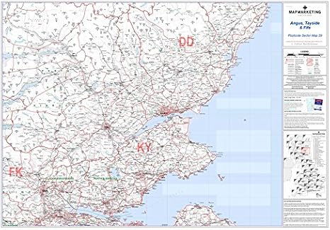 Angus, Tayside and Fife Postcode Sector Map 29 - Laminated Wall Map ...