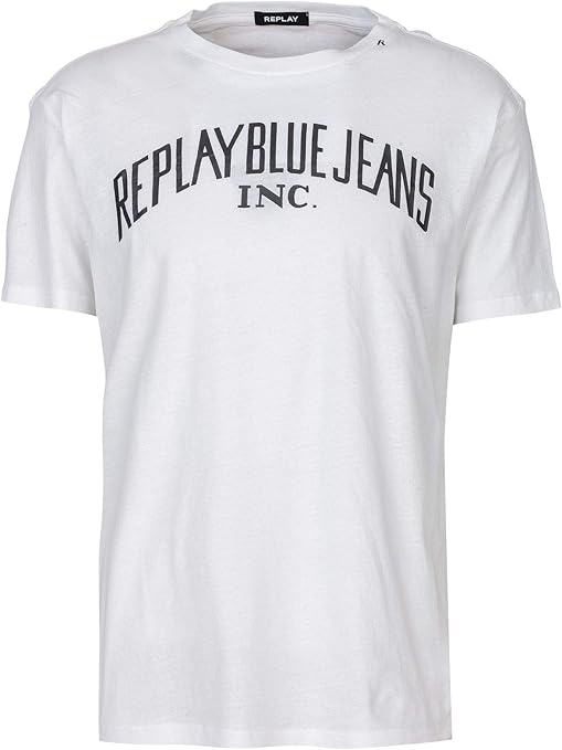 Replay Brand Logo White Tee: Amazon.co.uk: Clothing