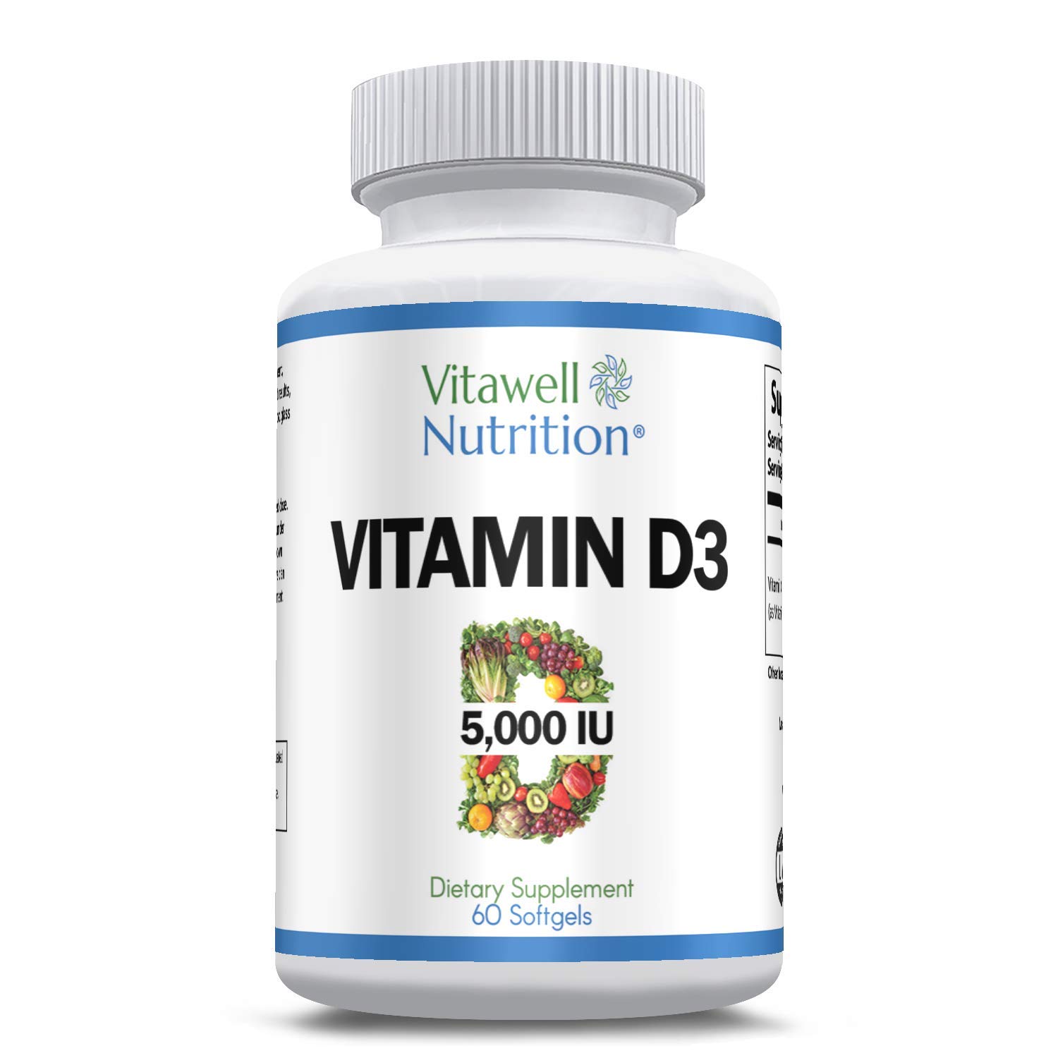 Vitawell Nutrition Vitamin D3, 5,000 IU, 60 Capsules, 2 Month Supply ...
