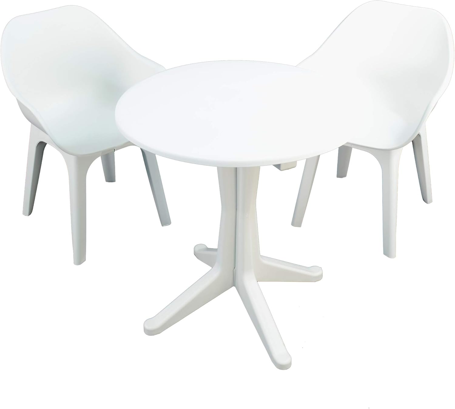 TRABELLA WHITE LEVANTE Dining Table with 2 GHIBLI Chairs Patio Set ...