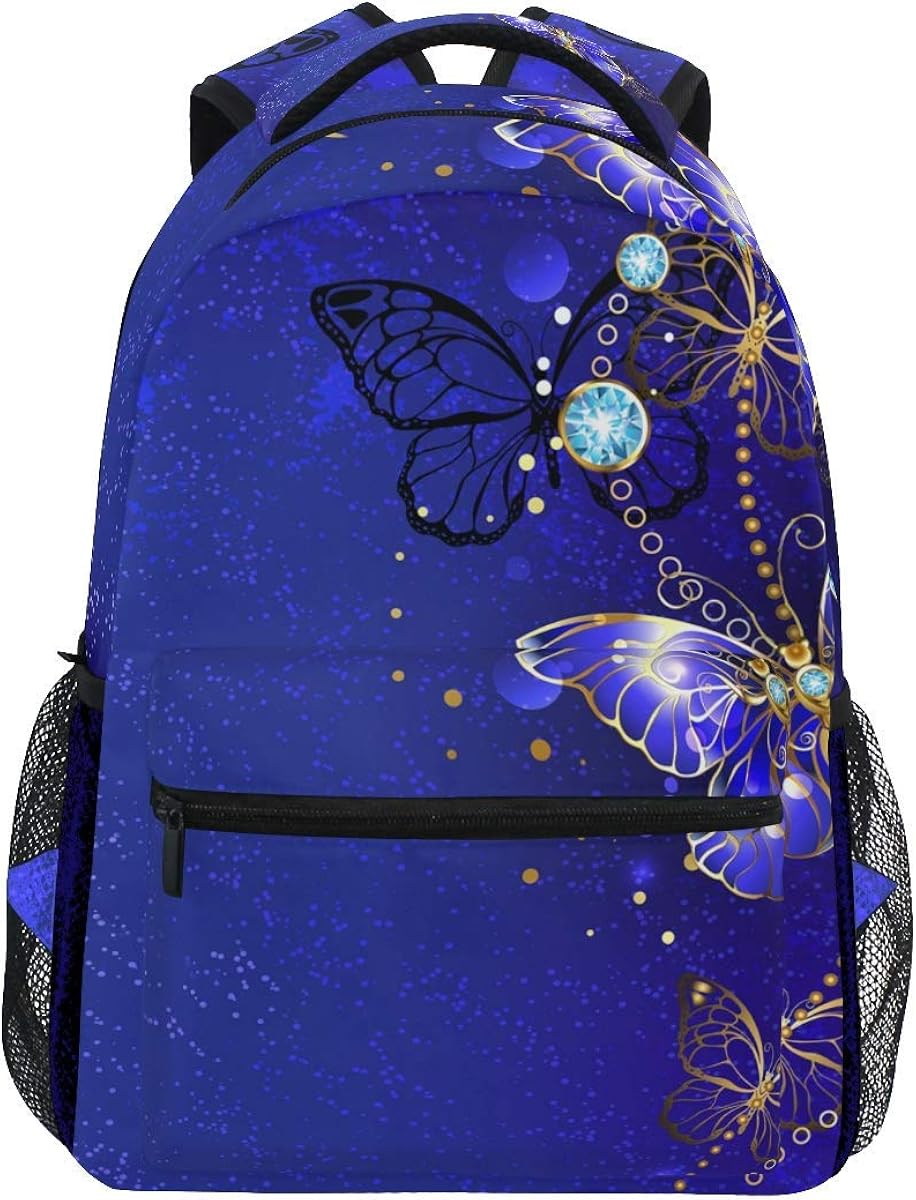 3D Novelty Vintage Elegant Blue Butterfly Backpacks Travel Laptop ...