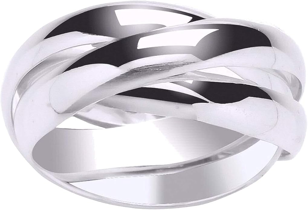 Triple Roll Russian Wedding Band Ring for Women - Engravable - 925 ...
