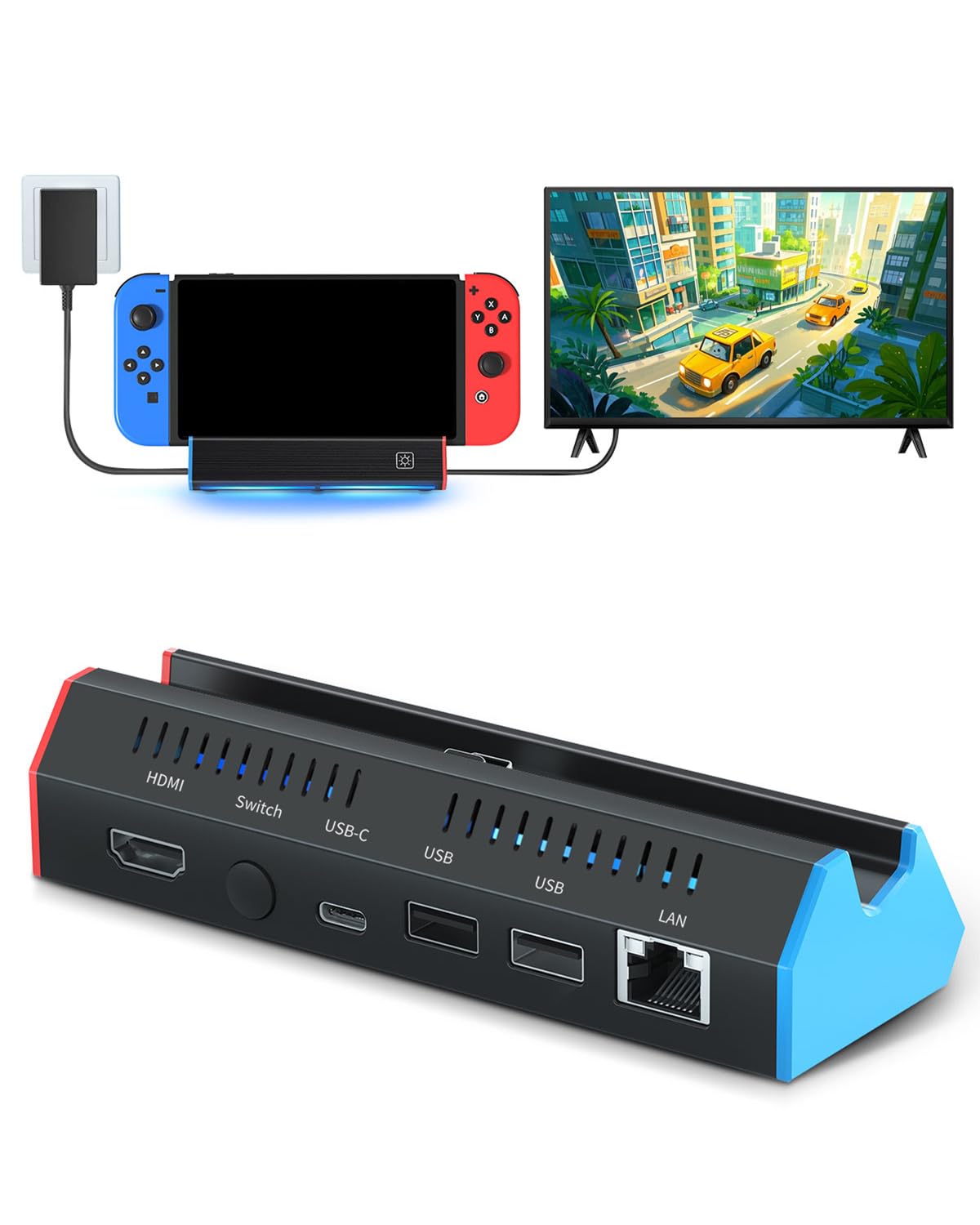 iPLYGAM Switch1 TV Dock with 1000Mbps Ethernet LAN Port/4K HDMI Port ...