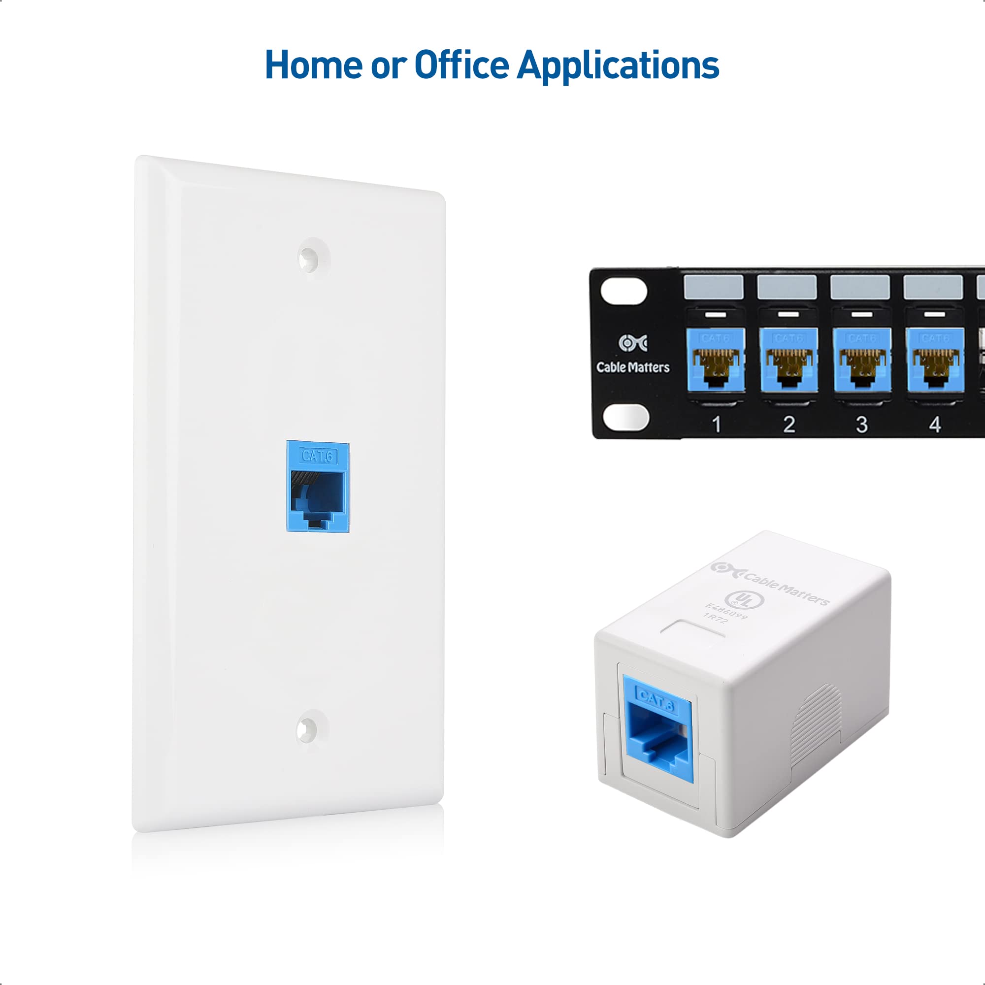 Cable Matters [UL Listed] 50-Pack 10Gbps Cat6 Keystone Jacks, RJ45 Keystone Jack, Ethernet ...