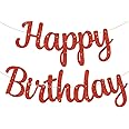 Amazon.com: BEISHIDA Red Happy Birthday Banner - NO DIY,10Feet,Pre ...