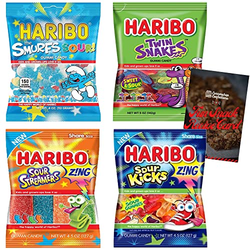Haribo SOUR Gummies Variety Pack - Includes 4 Top Gummy Candies ...