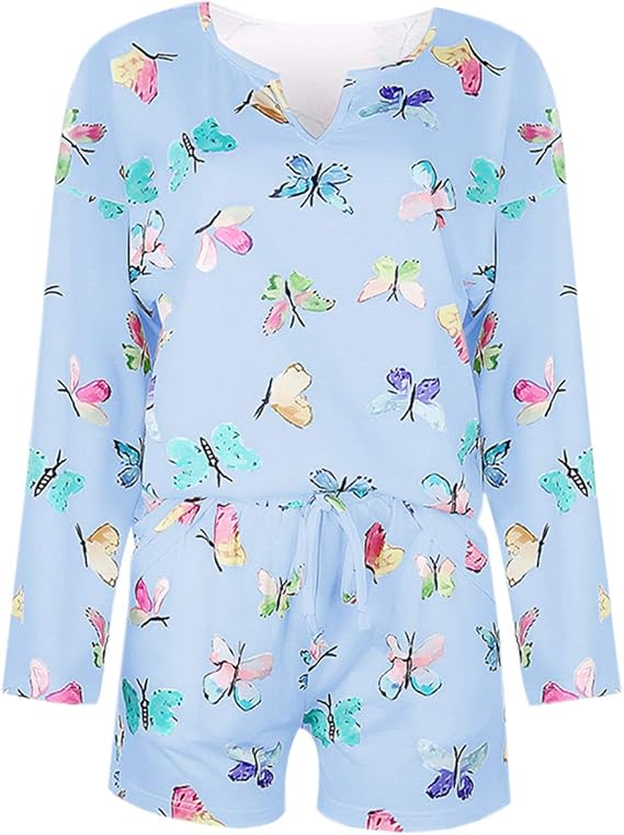 Betusline Women's Butterfly Pajamas Set Sleepwear Loungewear at Amazon ...