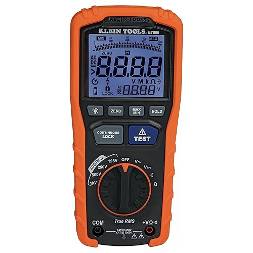 Klein Tools ET600 Multimeter, Megohmmeter Insulation Tester, 4000 Ohms ...