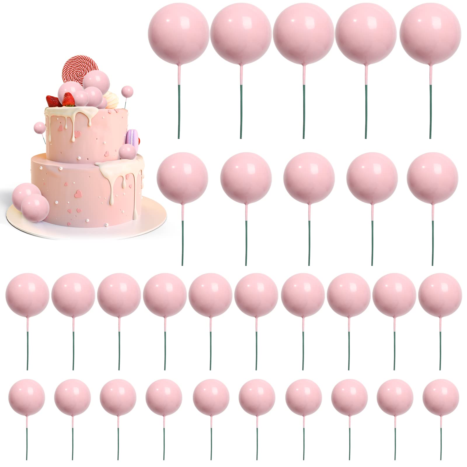 30 PCS Balls Cake Topper DIY Cake Insert Toppers Ball Cake Picks ...