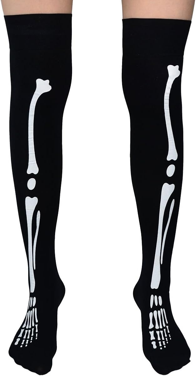 SYAYA Women Skeleton Bones Stockings Over knee High Elastic Socks for ...