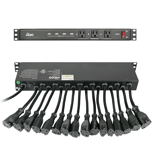 Tecmojo 1U Rack Mount 19 Outlet PDU Power Distribution Unit Power Strip ...