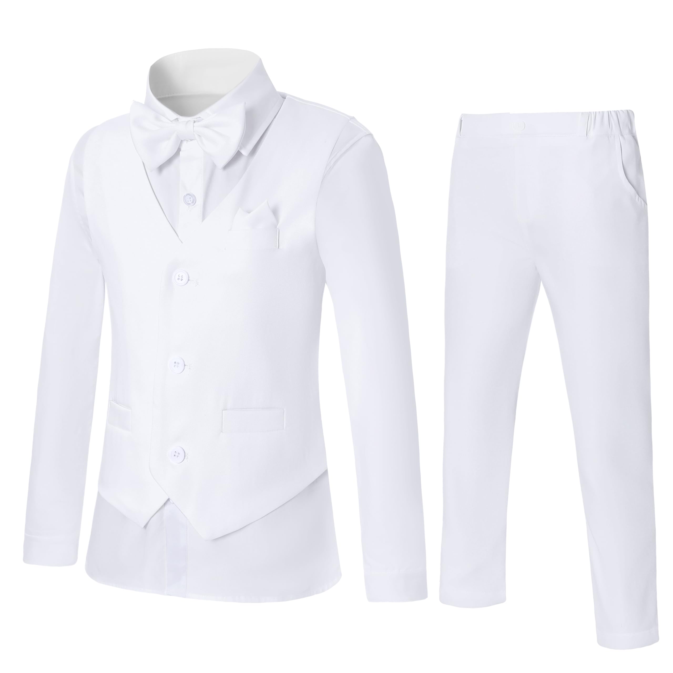 DISAUR Boys Suits Size 6-7 First Communion Dresses White Vest and Pants ...