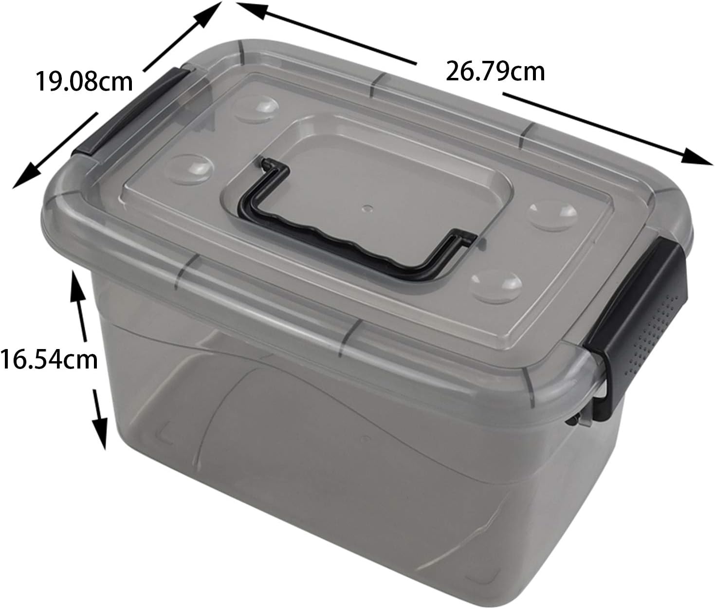 Uumitty 5 Litre Plastic Transparent Grey Storage Box with Black Handles ...
