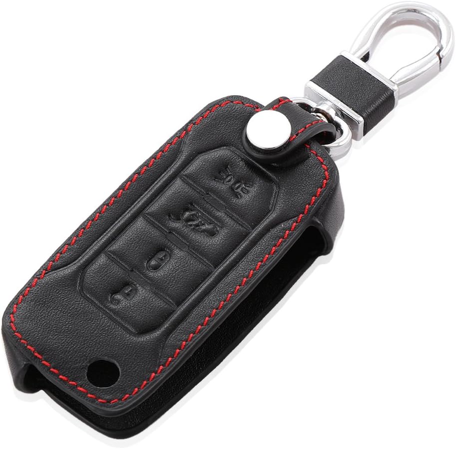 Leather Car Key Fob Case Cover Flip Folding Remote 4 Button Key: Amazon ...