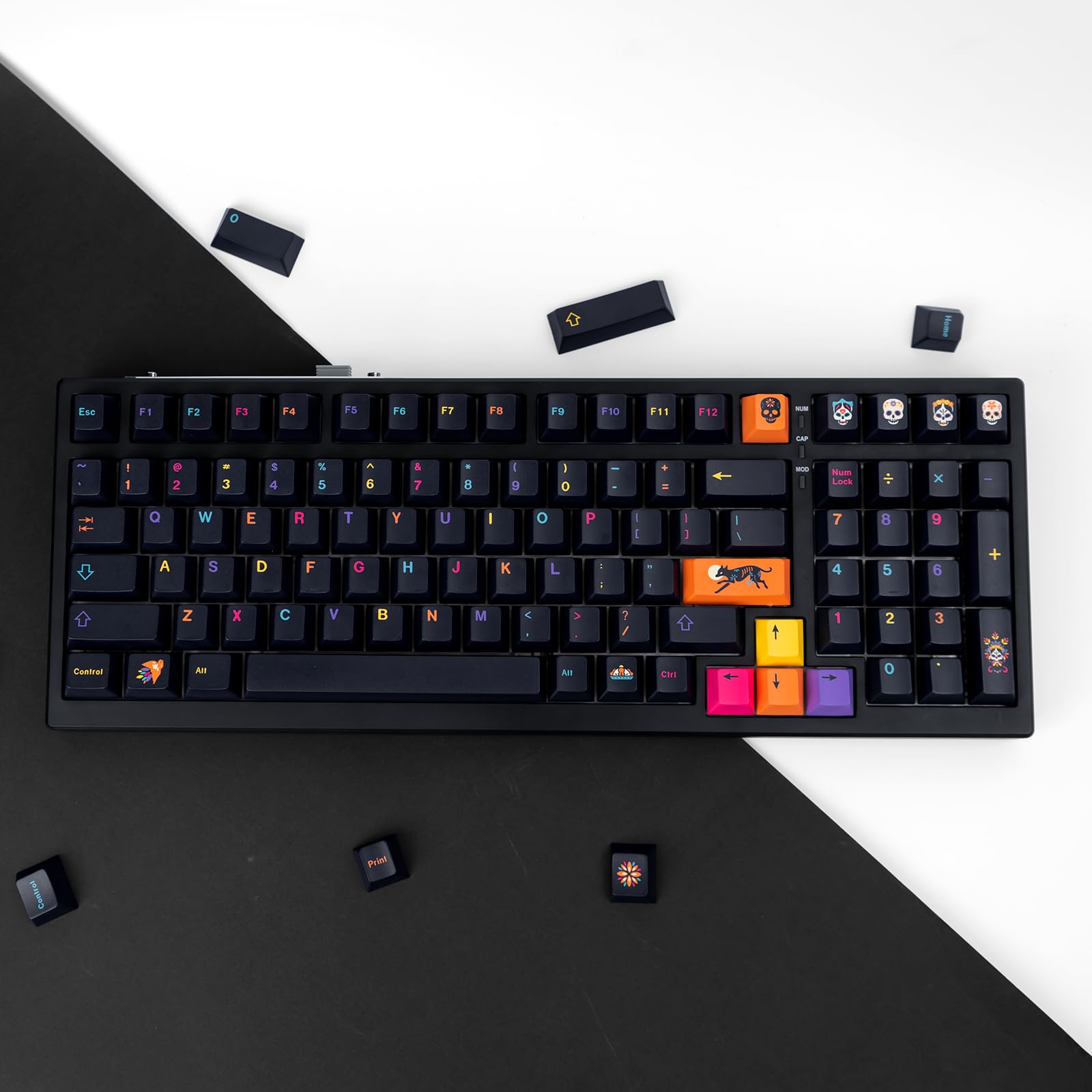 Mua 129 Keys Underworld Black Keycaps, PBT Color Letter Dye-Sublimation ...