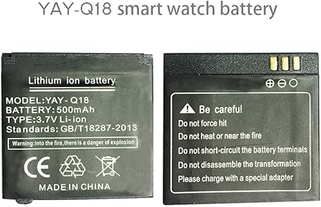 Amazon.com: Smart Watch Lithium Battery 500MAH Capacity for Smart Watch Q18