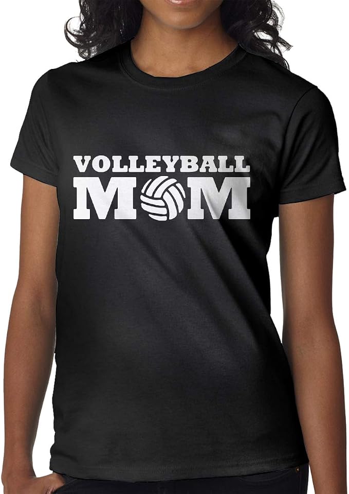 Amazon.com: Printed Volleyball Mom Women's Funny Shot Sleeves T-Shirts ...