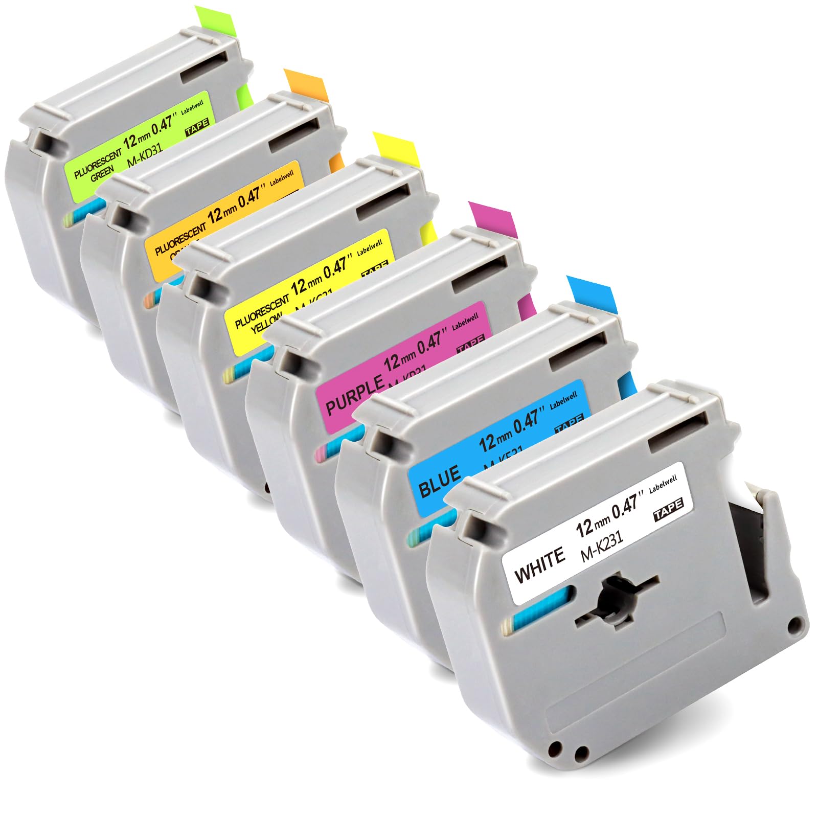 Labelwell 6-Pack Fluorescent Color Label Tape Replacement for Brother M ...